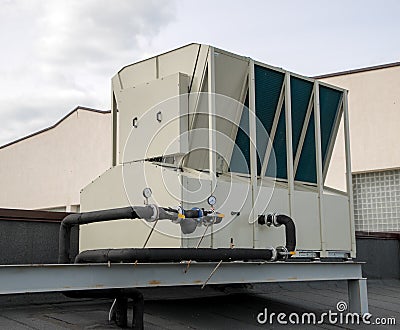 Industrial Air Conditioner On The Roof. Compressor, Cooler. Stock Image ...