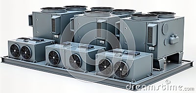 Industrial Air Conditioning Units Shown In Isometric View. Multiple ...