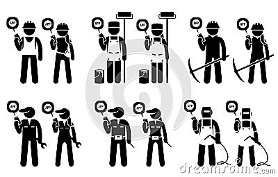 Construction Worker Job Pictogram Stock Vector - Illustration of ...