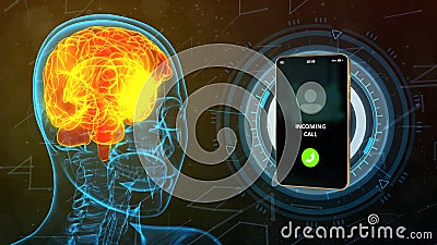 Rontgen Human Head Image With Calling Cell Phone, Brain Danger By Lte ...