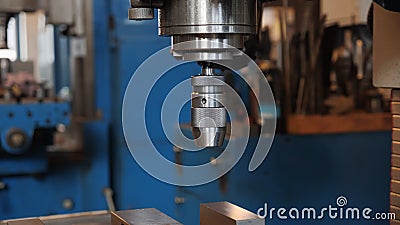 Industrial Drilling Machine in Metal Workshop Stock Video - Video of ...