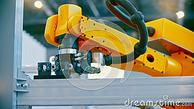 An Industrial Machine Working with Details Indoors Stock Footage ...