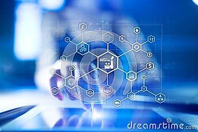 Industry 4.0 Concept, Smart Factory Structure. Flow Automation And Data ...