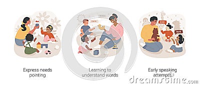 Infants Development Milestone Isolated Cartoon Vector Illustration Set ...