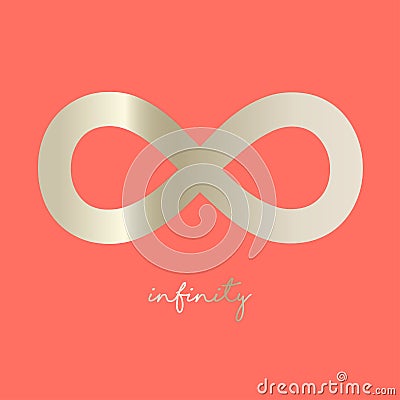 Infinity Symbol Silver On A Coral Color Background Vector Illustration ...