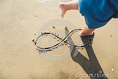 Infinity Symbol Written On Sand. Stock Photo | CartoonDealer.com #77257572