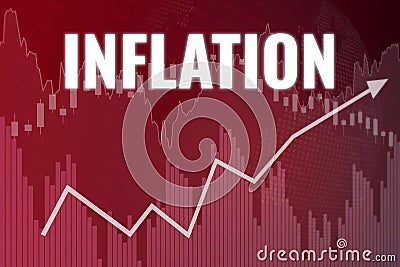 Inflation Chart On Red Finance Background From Graphs, Charts, Columns ...