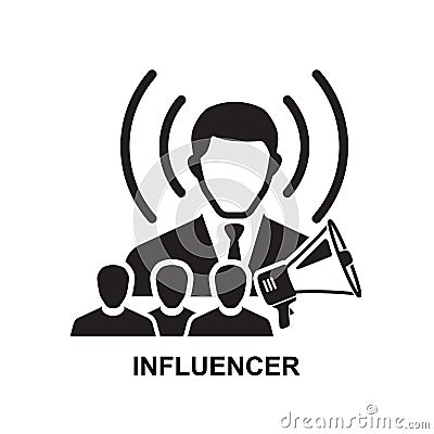 Influencer Icon. The Black Influencer Symbol Isolated On Background ...
