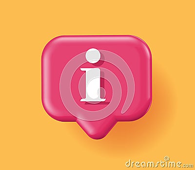 Info 3d Sign Red Bubble Icon Vector Render Graphic, Important Help ...