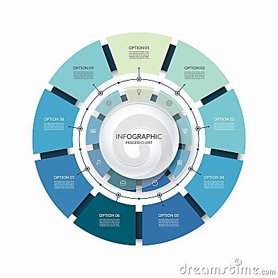 Infographic Circular Chart Divided Into 9 Parts. Step-by Step Cycle ...