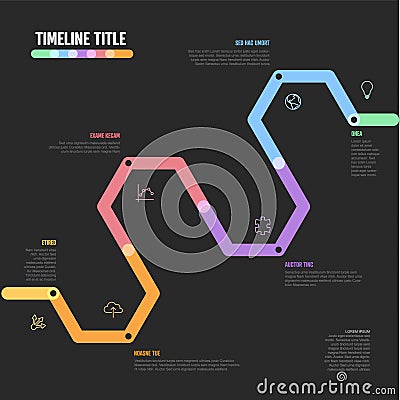Infographic Dark Company Milestones Curved Diagonal Thick Line Timeline ...