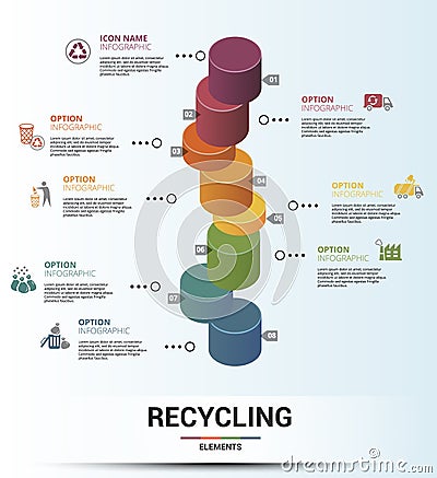 Infographic Recycling Template. Icons In Different Colors. Include ...