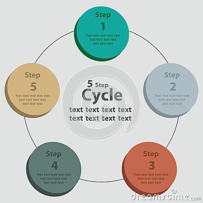 Infographic Of 5 Step Of Activities In The Cycle, The Five Round 3D In ...