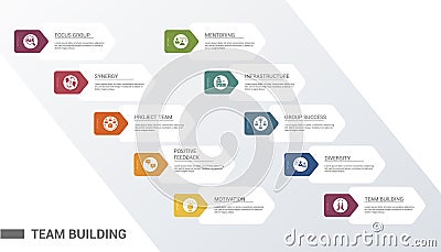 Infographic Team Building Template. Icons In Different Colors. Include ...
