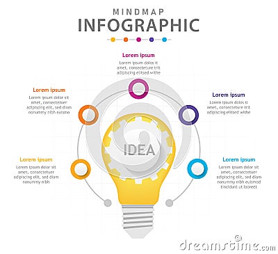Infographic 6 Steps Modern Mindmap Diagram With Light Bulb ...