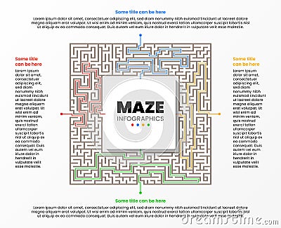 Infographic Template. Maze With 4 Steps And Exits Cartoon Vector ...