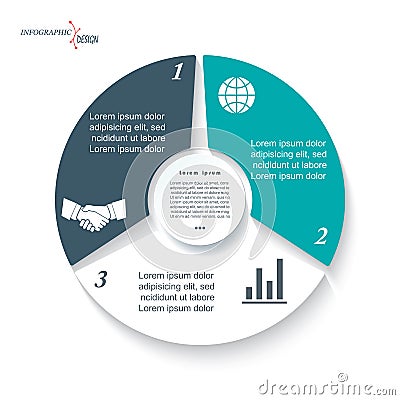 Infographic Template With Three Segments Cartoon Vector | CartoonDealer ...