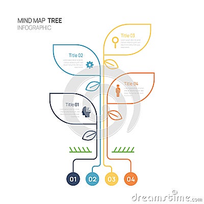 Infographic Tree Mind Map Diagram Template For Business. Connection And ...
