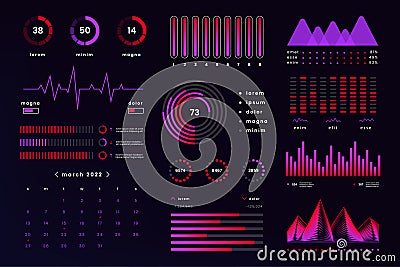 Infographic UI UX Dashboard. Finance Graph Statistic Chart Diagrams ...