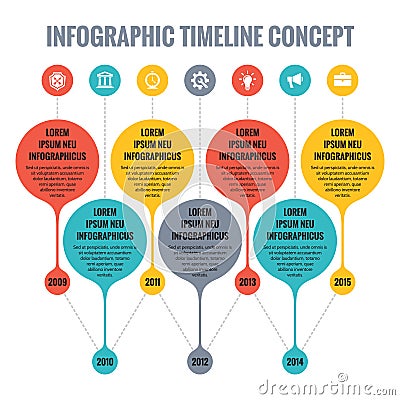 Infographic Vector Concept In Flat Design Style - Timeline Template ...