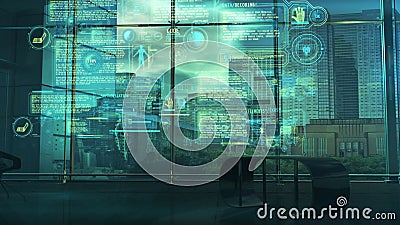 Infographics of Personal Data Decoding in the Office, 3D Render. Stock ...