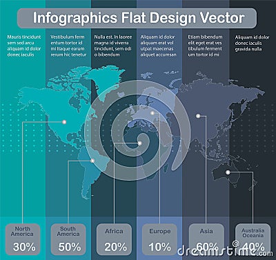 Infographics World Maps Of Continents Colors Stripes Blue Green ...