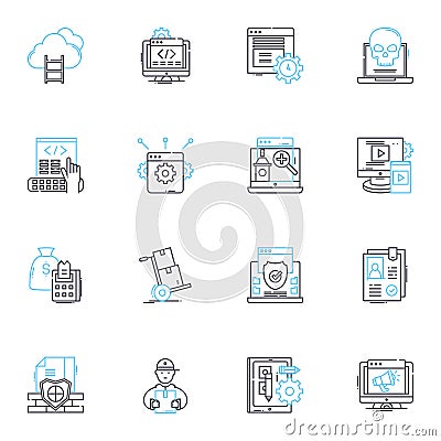 Information Assurance Linear Icons Set. Encryption, Cybersecurity, Risk ...