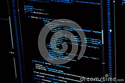 Information Technology Concept. Coding Programmer Language Script Text On Screen Monitor Display ...