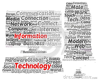 Information Technology Word Cloud Shape Stock Illustration - Image ...