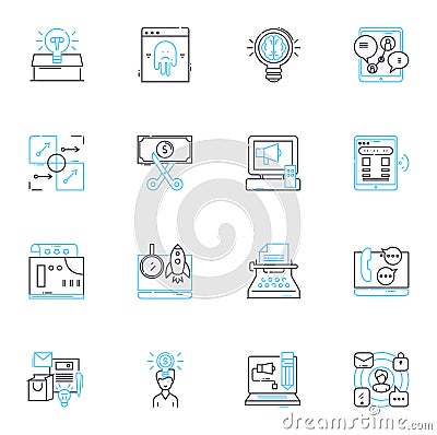 Informational Cooperation Linear Icons Set. Collaboration, Partnership ...