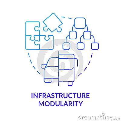 Infrastructure Modularity Blue Gradient Concept Icon Cartoon Vector ...