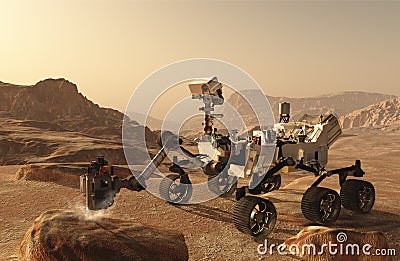 Drone Ingenuity And Perseverance Rover On Mars Royalty-Free Stock ...