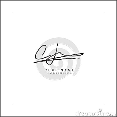 Initial Letter CJ Vector Logo Template In Handwritten Signature Style ...