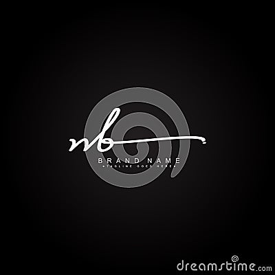Initial Letter NB Logo - Handwritten Signature Style Logo Vector ...