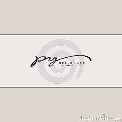 Initial Letter PY Logo - Hand Drawn Signature Style Logo Cartoon Vector ...