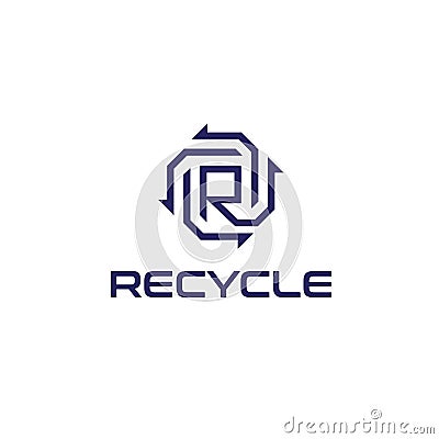 Initial Letter R With Recycle Arrow Logo Design Inspiration Royalty ...