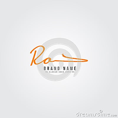 Initial Letter RO Logo - Handwritten Signature Style Logo Vector ...
