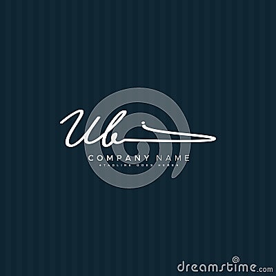 Initial Letter UB Logo - Handwritten Signature Logo Vector Illustration ...