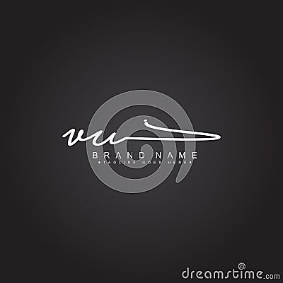 Initial Letter VU Logo - Hand Drawn Signature Style Logo Vector ...