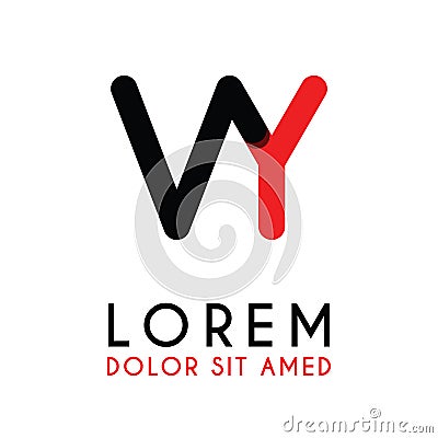Initial Letter VY With Red Black And Has Rounded Corners Vector ...