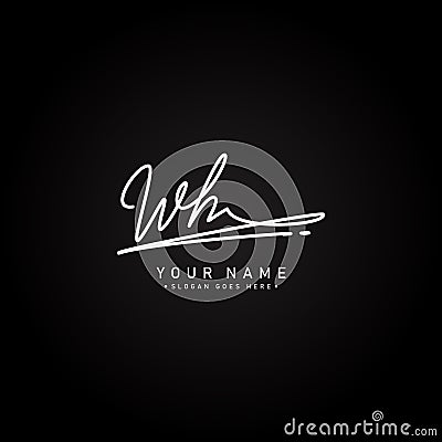 Initial Letter WH Vector Logo Template In Handwritten Signature Style ...