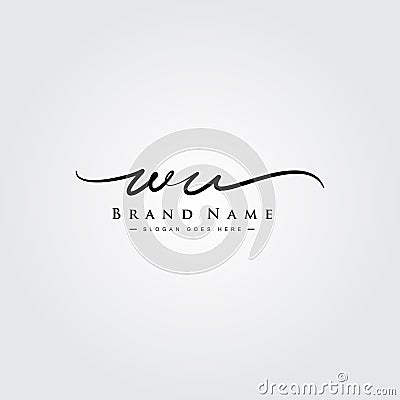 Initial Letter WU Logo - Hand Drawn Signature Logo Cartoon Vector ...