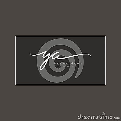 Initial Letter YA Logo - Handwritten Signature Logo Cartoon Vector ...