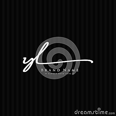 Initial Letter YL Logo - Hand Drawn Signature Style Logo Cartoon Vector ...