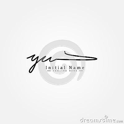 Initial Letter YU Logo - Handwritten Signature Style Logo Vector ...