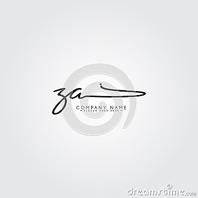 Initial Letter ZA Logo - Handwritten Signature Style Logo Cartoon ...