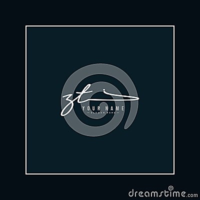 Initial Letter ZT Logo - Hand Drawn Signature Style Logo Vector ...