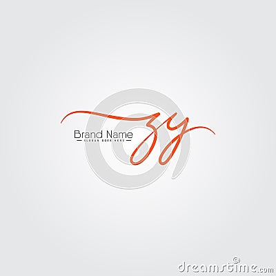 Initial Letter ZY Logo - Hand Drawn Signature Style Logo Vector ...