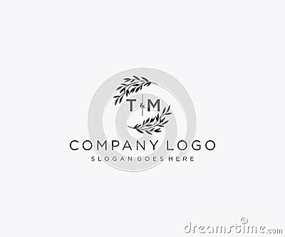 Initial TM Letters Floral Frames. Monogram Wedding, Wedding Invitation ...
