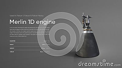 Merlin 1D (vacuum Version) Rocket Engine 3D Illustration Poster ...